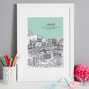 Personalised Leeds Print Unique Wedding Gift Leeds Illustration Leeds ...