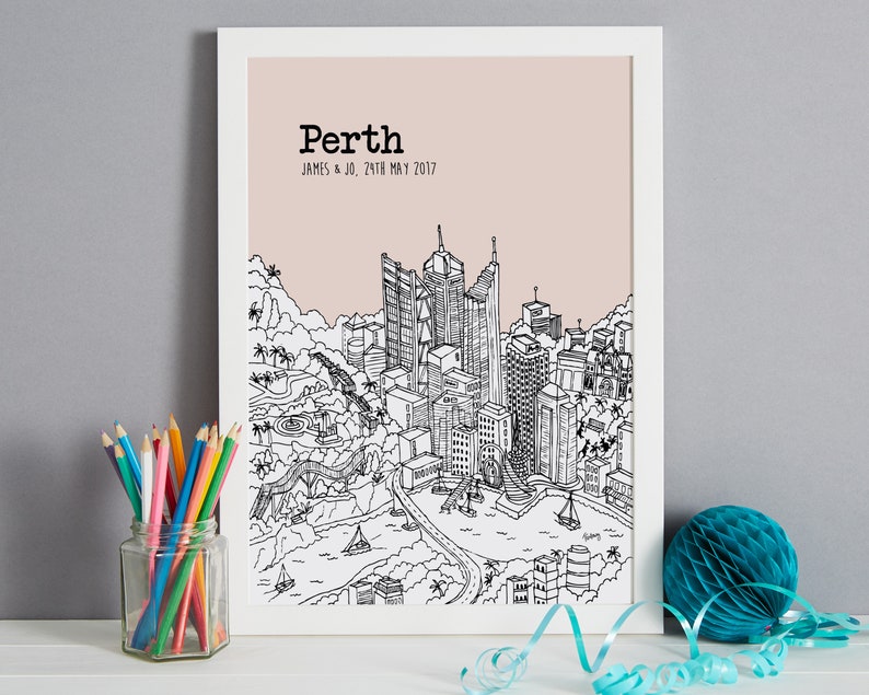Personalised Perth Print Unique Wedding Gift First | Etsy