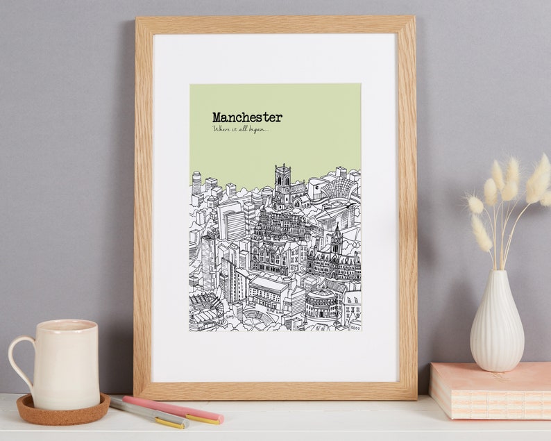 Personalised Manchester Print Manchester Gift First | Etsy