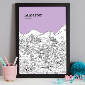 Personalised Lancaster Print Unique Lancaster Wedding Gift Lancaster ...