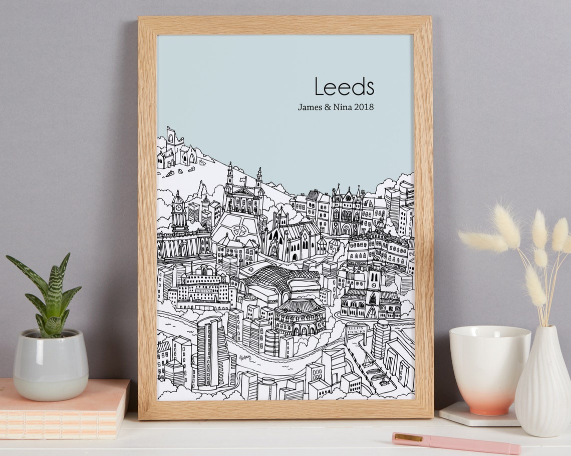 Personalised Leeds Print Unique Wedding Gift Leeds | Etsy