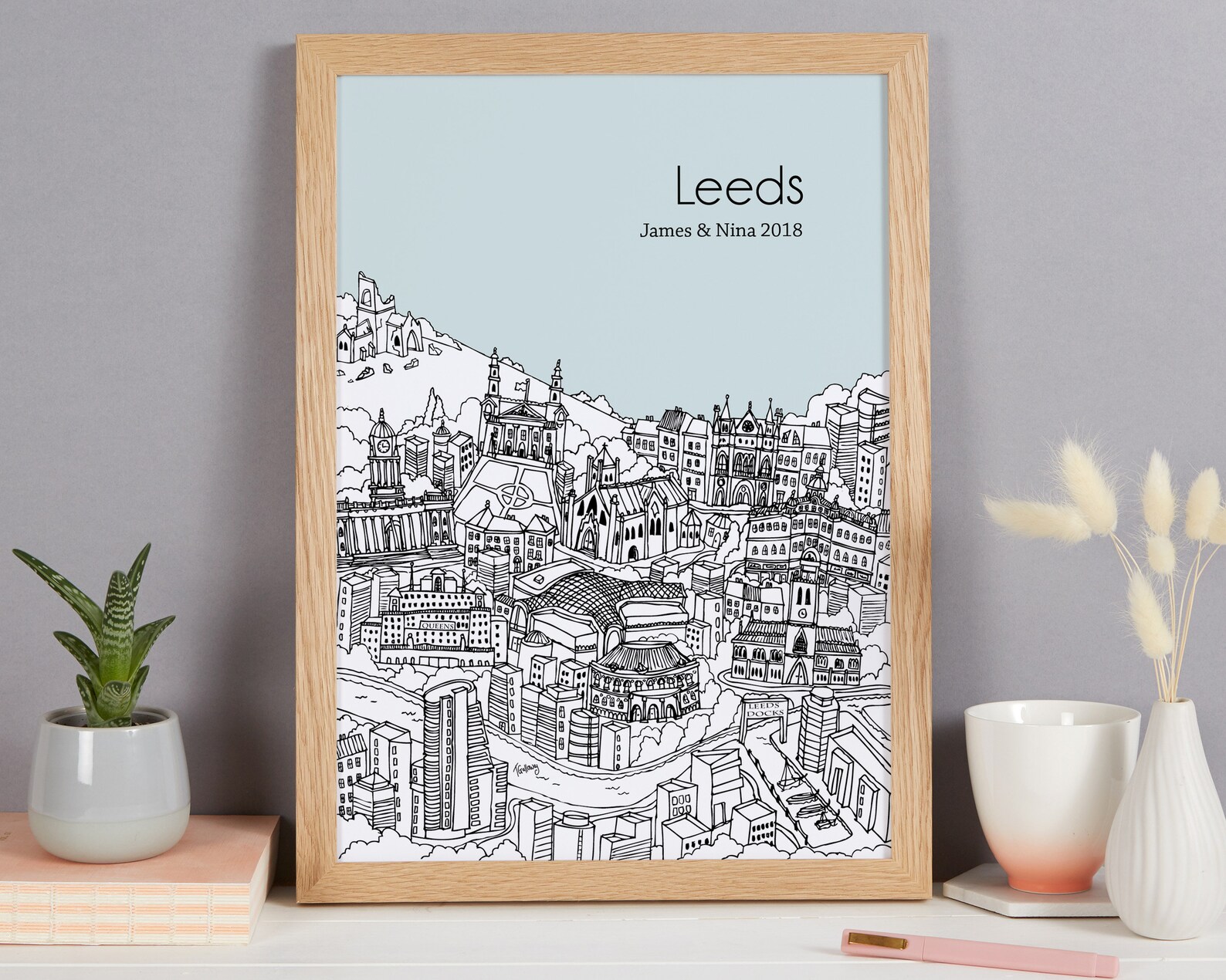 Personalised Leeds Print Unique Wedding Gift Leeds | Etsy