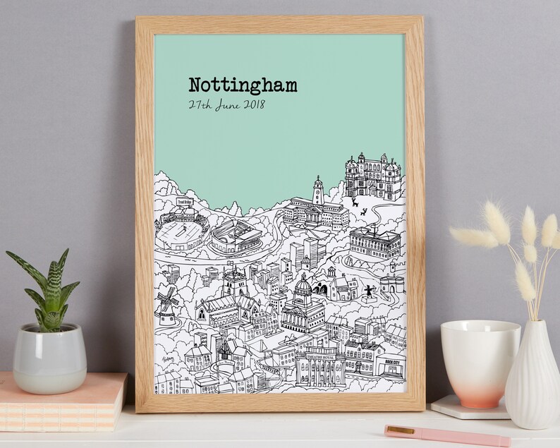 Personalised Nottingham Print Unique Wedding Gift First | Etsy
