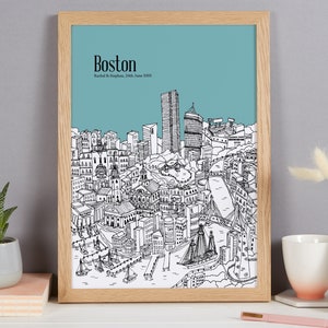 Personalised Boston Print Unique Wedding Gift Boston Picture Boston Art ...