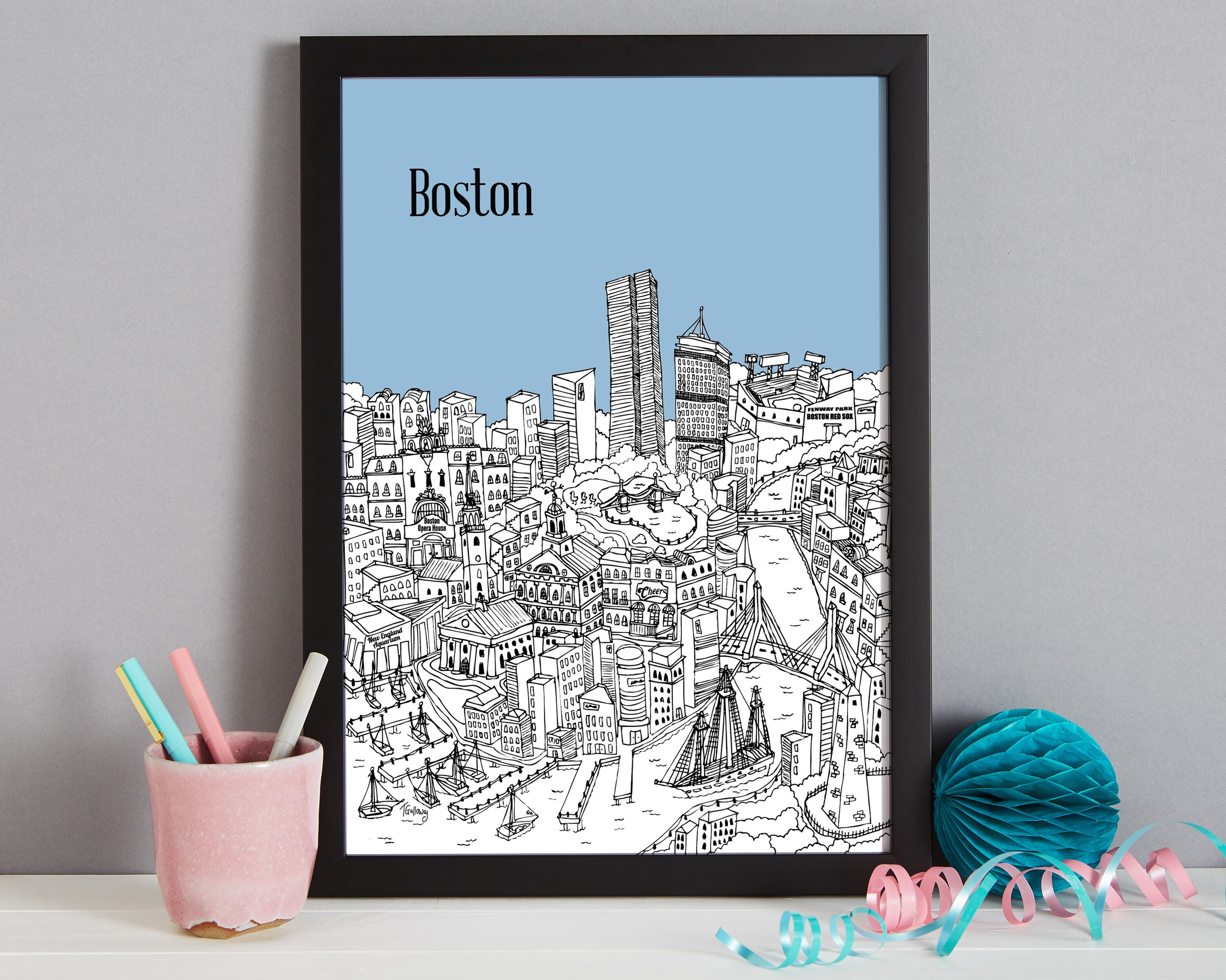 Personalised Boston Print Unique Wedding Gift Boston | Etsy
