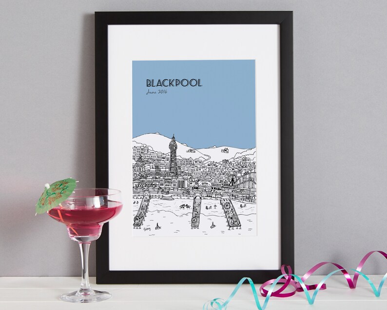 Personalised Blackpool Print Unique Art Custom Wedding - Etsy