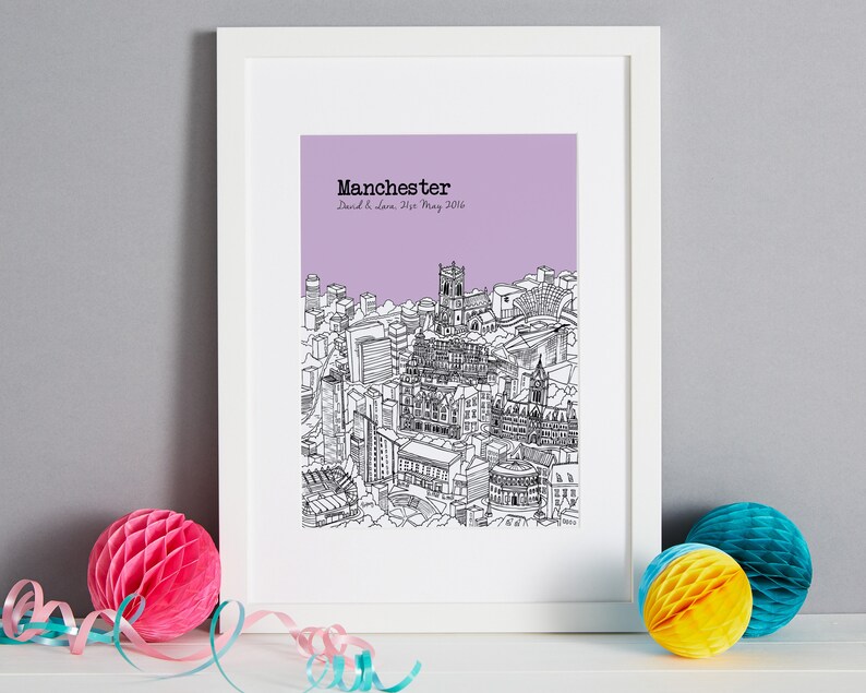 Personalised Manchester Print | Manchester Gift | First Anniversary ...