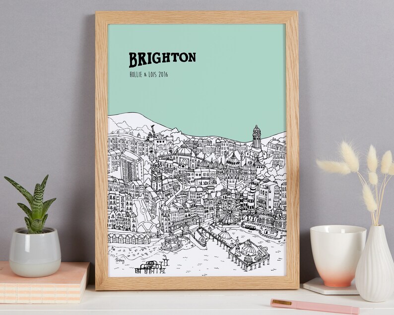 Personalised Brighton Print Brighton Art Travel Gift | Etsy