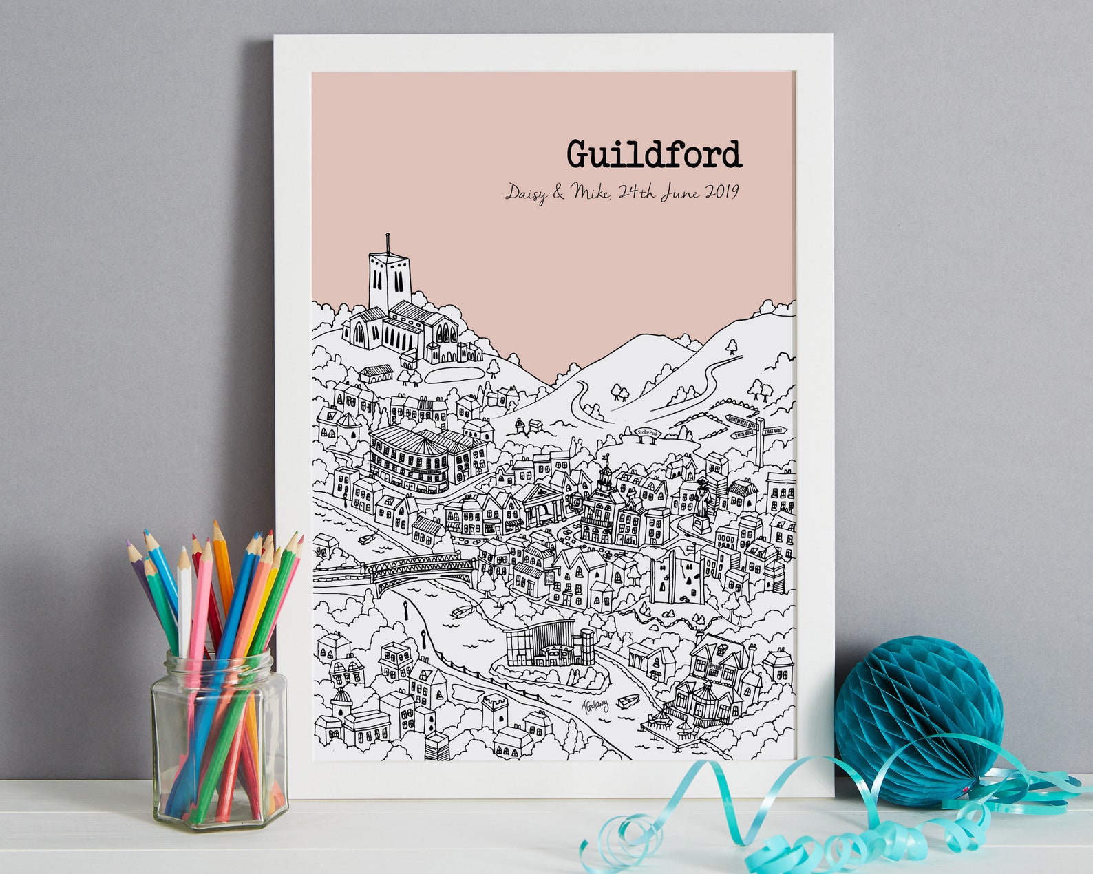 Personalised Guildford Print Wedding Gift Unique - Etsy