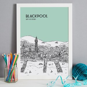 Personalised Blackpool Print Unique Art Custom Wedding Gift Special ...
