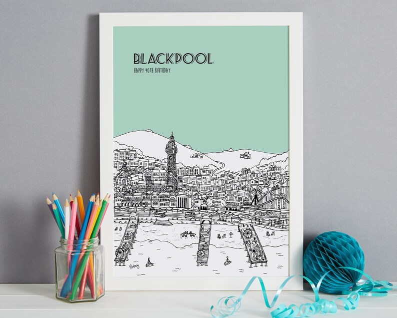 Personalised Blackpool Print Unique Art Custom Wedding - Etsy