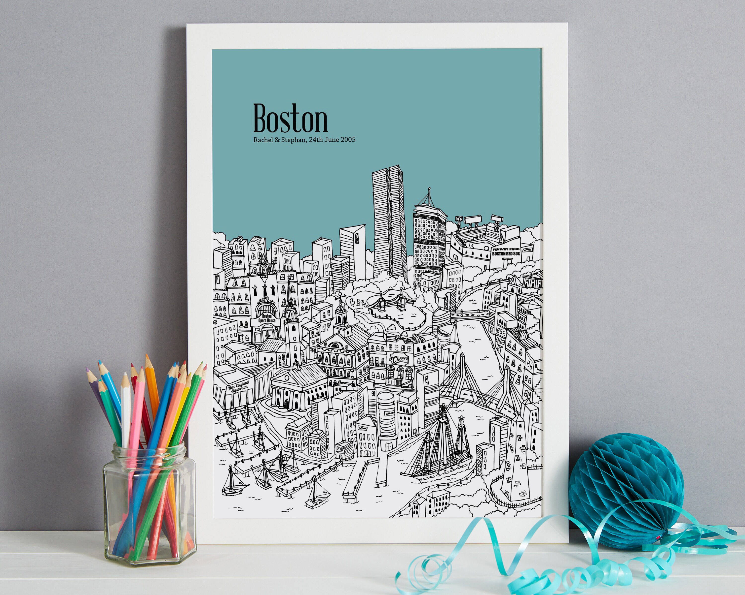 Personalised Boston Print Unique Wedding Gift Boston | Etsy