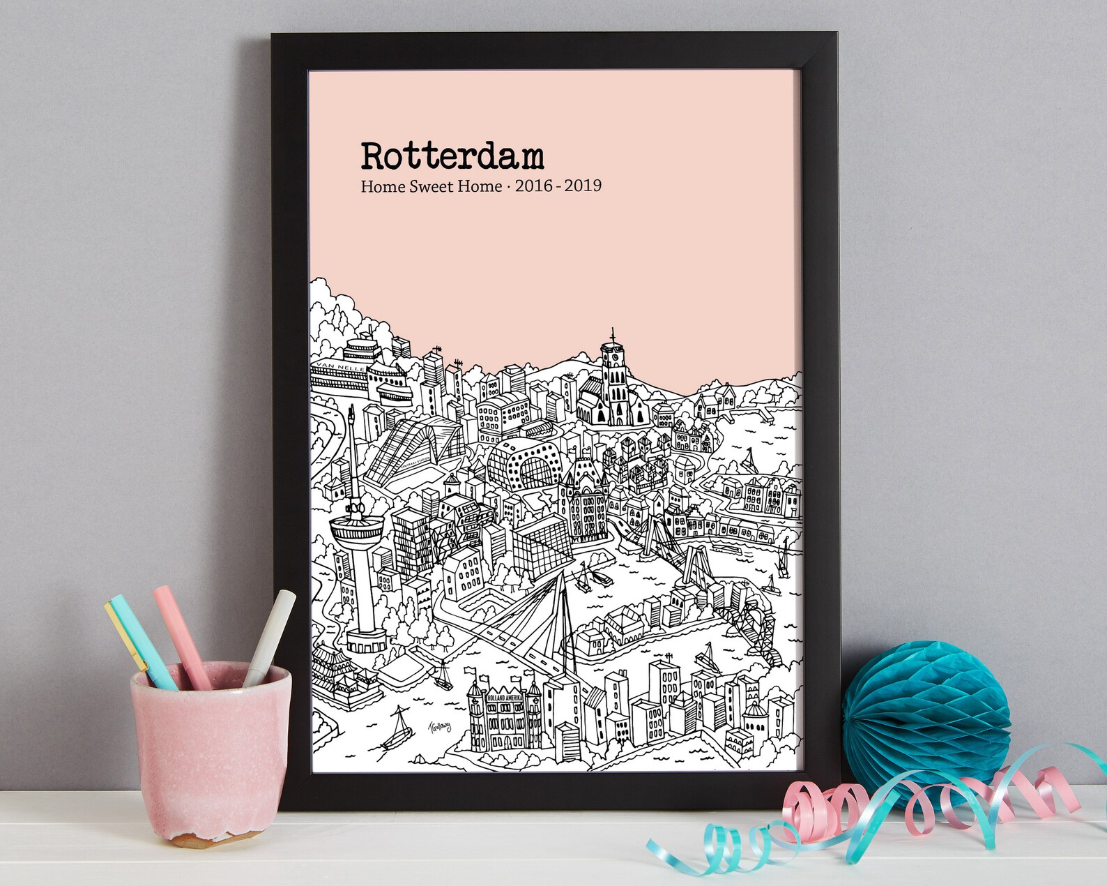 Personalised Rotterdam Print | First Anniversary Gift | Engagement Gift ...