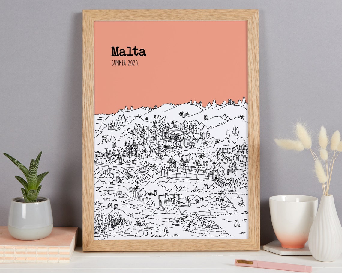 Personalised Malta Print Unique Wedding Gift Malta | Etsy