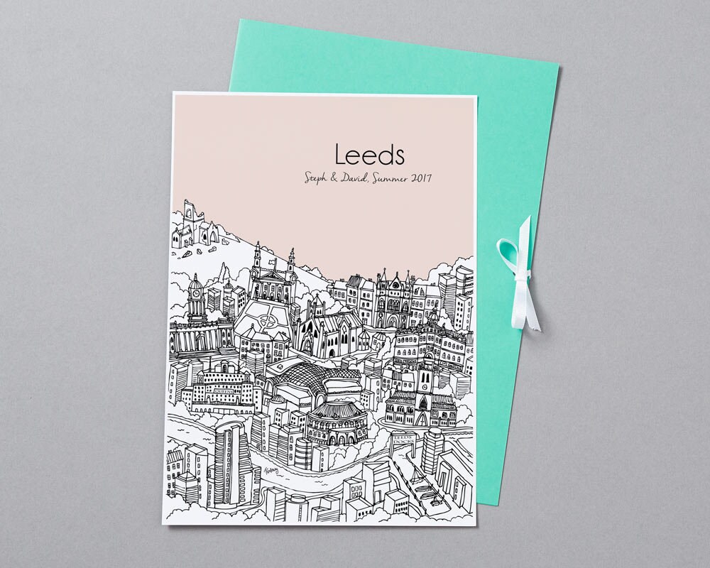 Personalised Leeds Print Unique Wedding Gift Leeds | Etsy