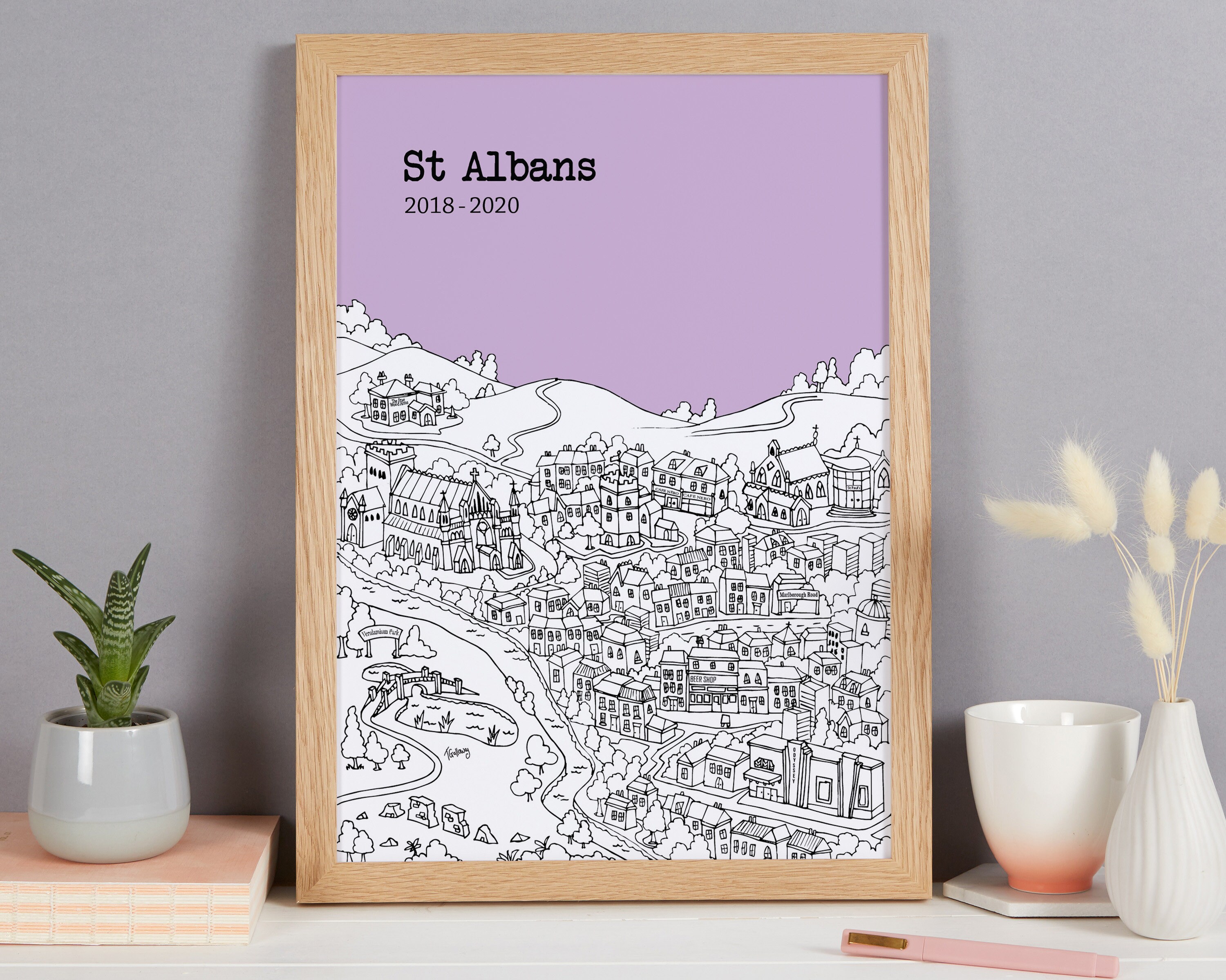 Personalised St Albans Print | Unique Wedding Gift | St Albans ...