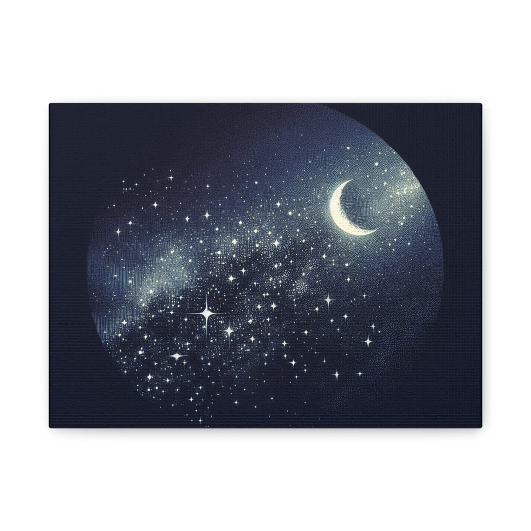 Celestial Night Sky Canvas Art, Dreamy Wall Decor for Home, Starry ...