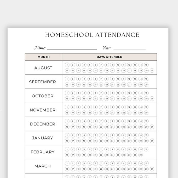 Attendance Calendar - Etsy
