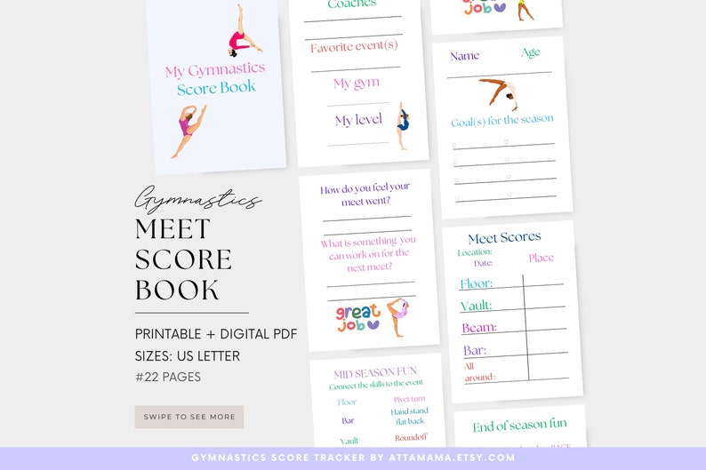 Gymnastics Meet Scorebook Tracker Competition Season Score Journal ...