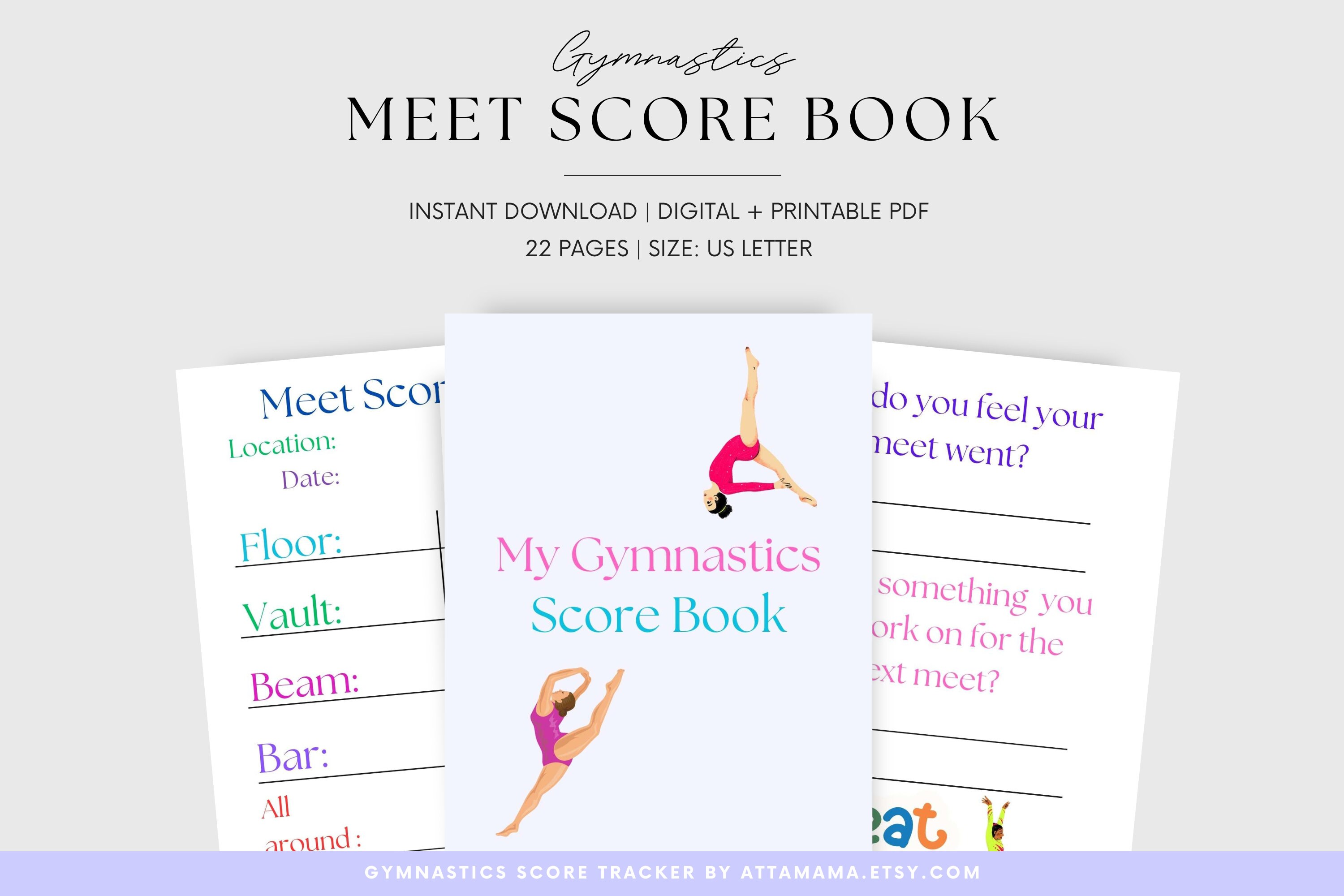 Gymnastics Meet Scorebook Tracker Competition Season Score Journal ...