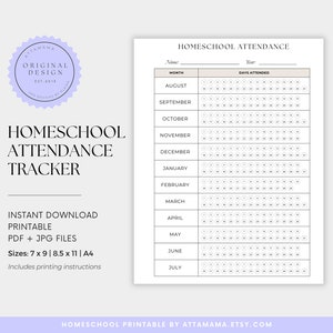 Homeschool Attendance Tracker Printable: Minimalist Design (PDF) - Etsy