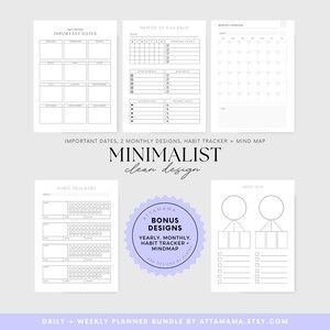 Daily Hourly Planner Printable Bundle Minimalist, PDF Daily Schedule ...