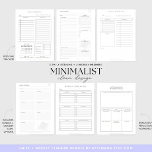 Daily Hourly Planner Printable Bundle Minimalist, PDF Daily Schedule ...
