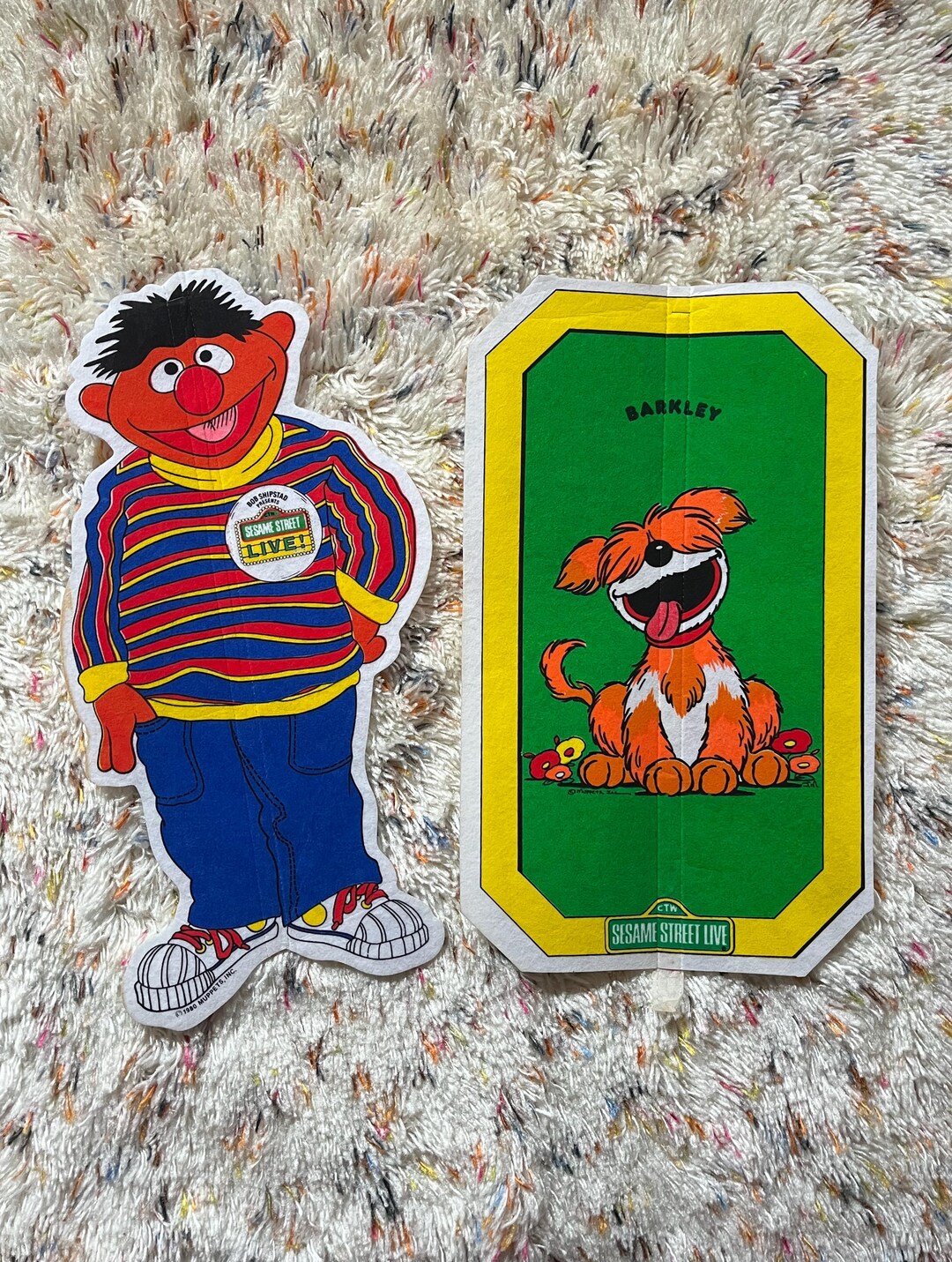 Vintage Pair 1980 SESAME STREET LIVE Felt Souvenir Character Pennants ...