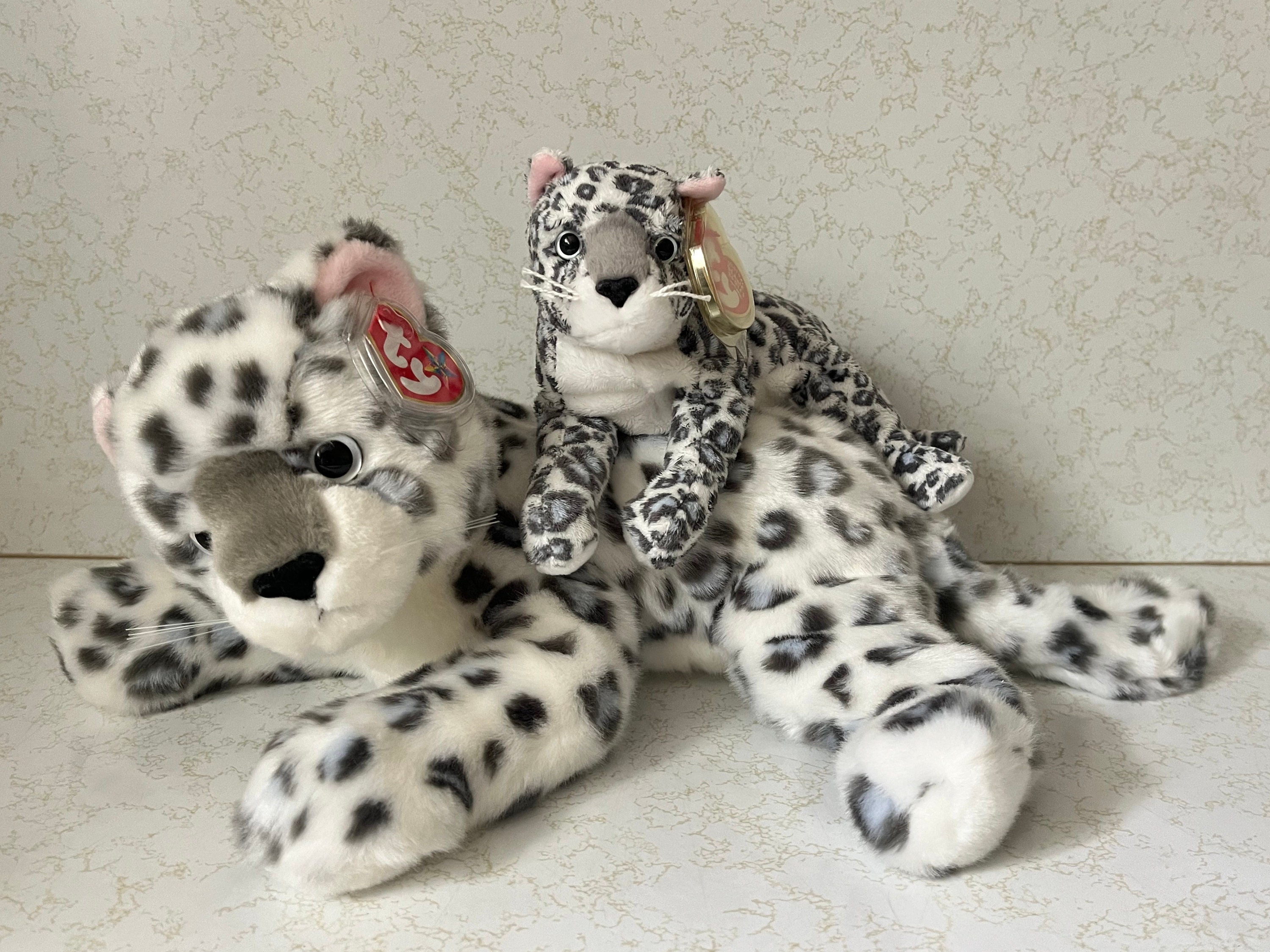 Vintage / Retired SUNDAR Snow Leopard Ty Beanie Baby & Buddy Set MWMT ...