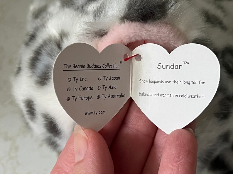 Vintage / Retired SUNDAR Snow Leopard Ty Beanie Baby & Buddy Set MWMT ...