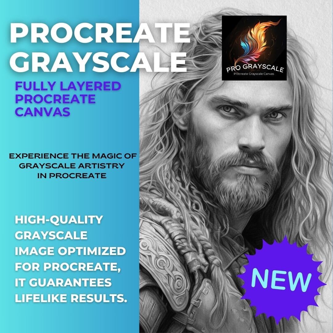 Viking Realistic Grayscale Procreate Canvas for Digital Art and Digital Coloring - Etsy