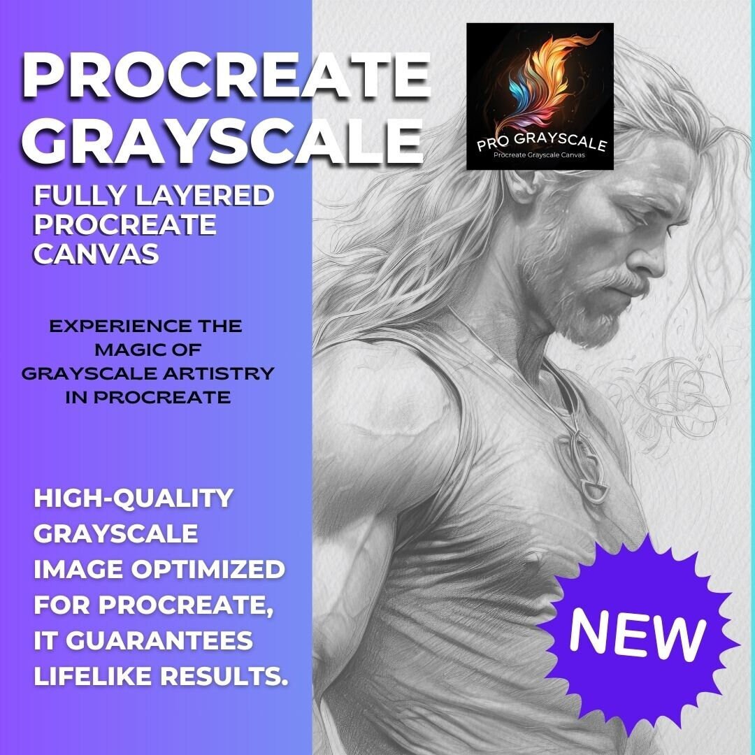 Realistic Viking 2 Grayscale Procreate Canvas for Digital Art and Digital Coloring - Etsy