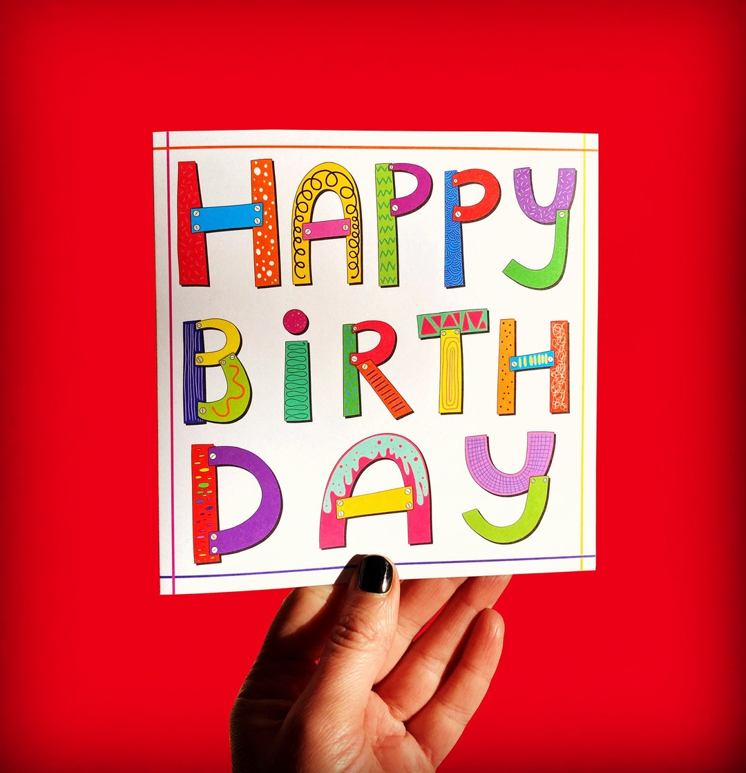 Square Rainbow Abstract Doodle Greetings Card - Etsy