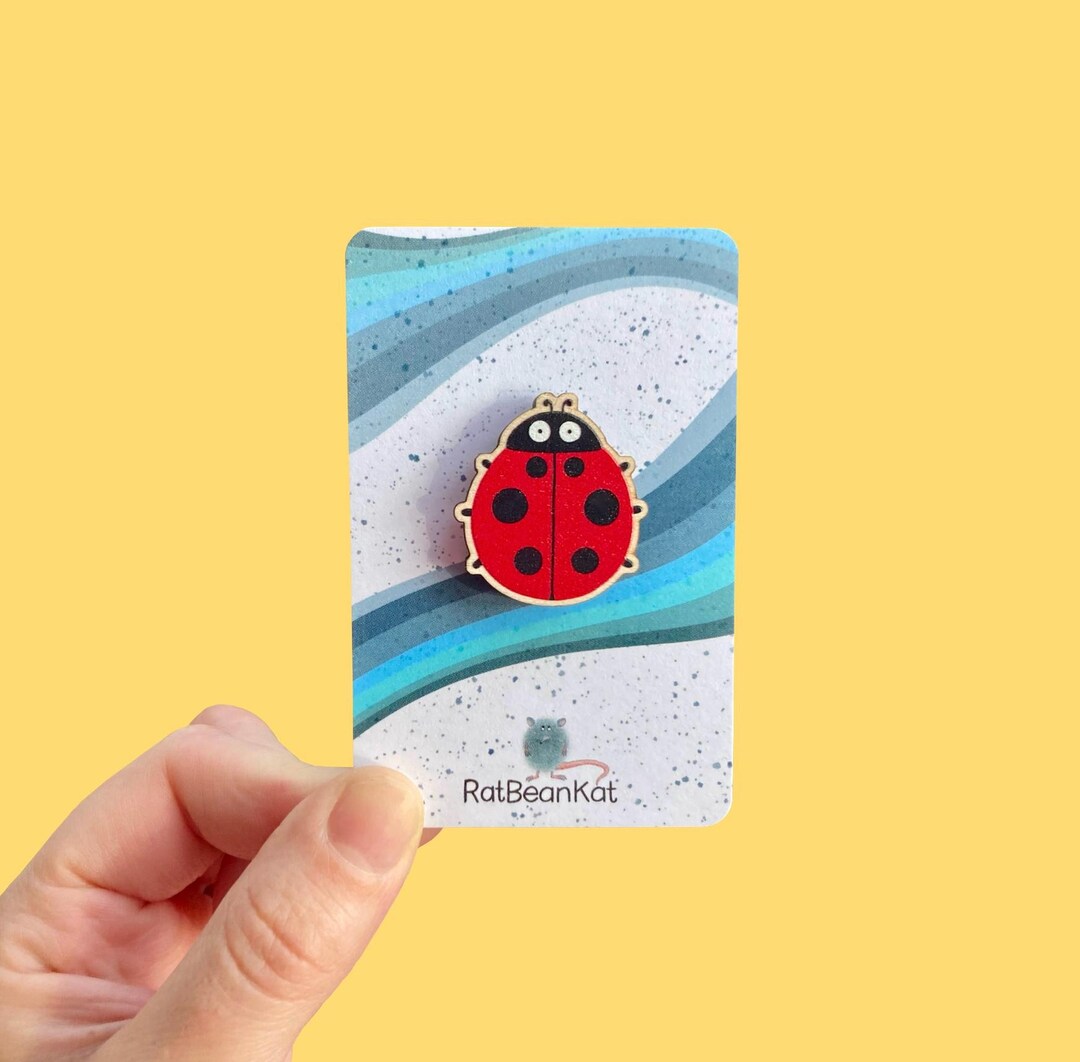 Little Wooden Ladybird Pin Badge - Etsy