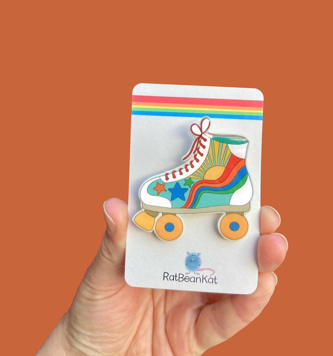 Retro Roller Skate Badge - Etsy