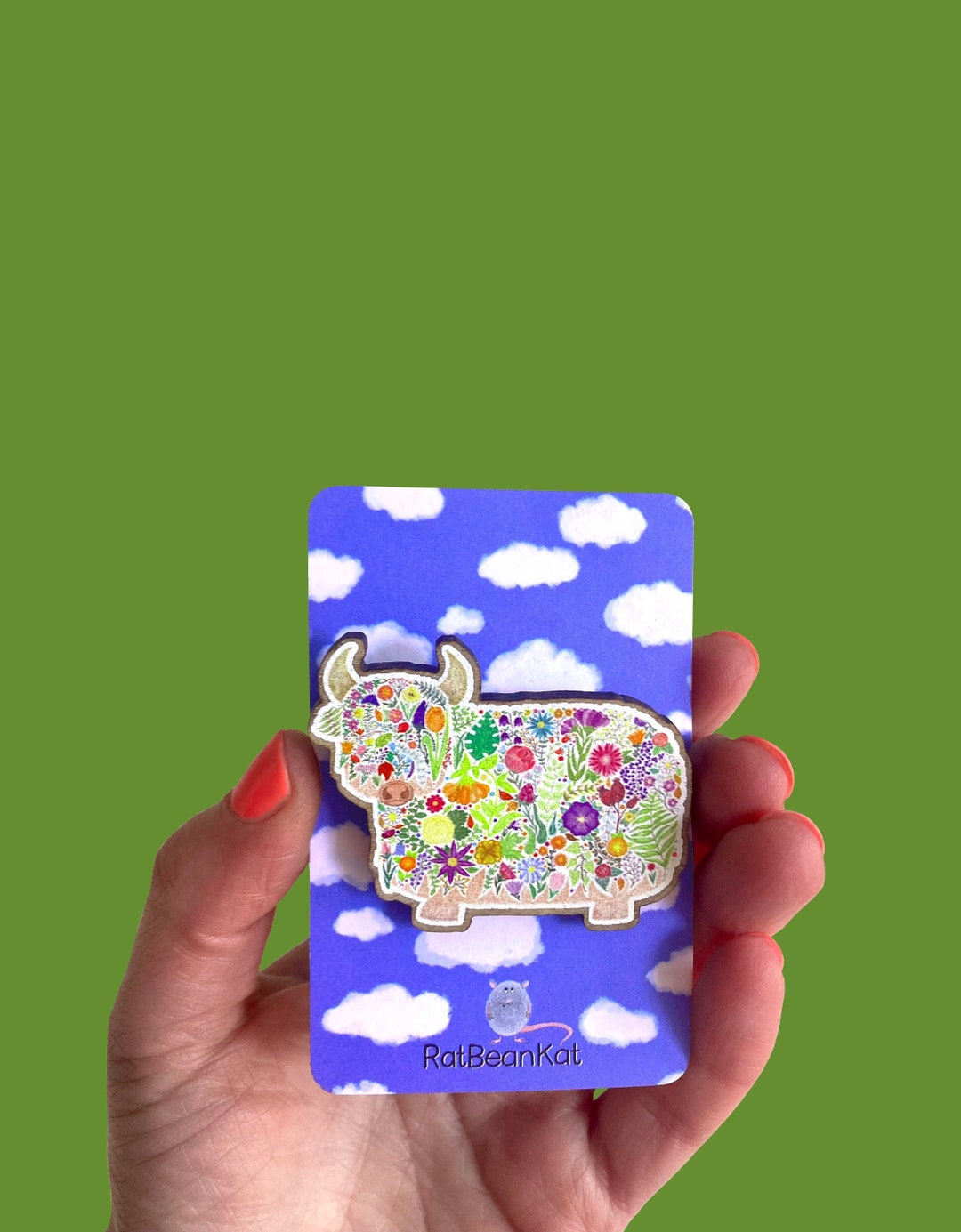 Highland Floral Coo Wooden Badge - Etsy