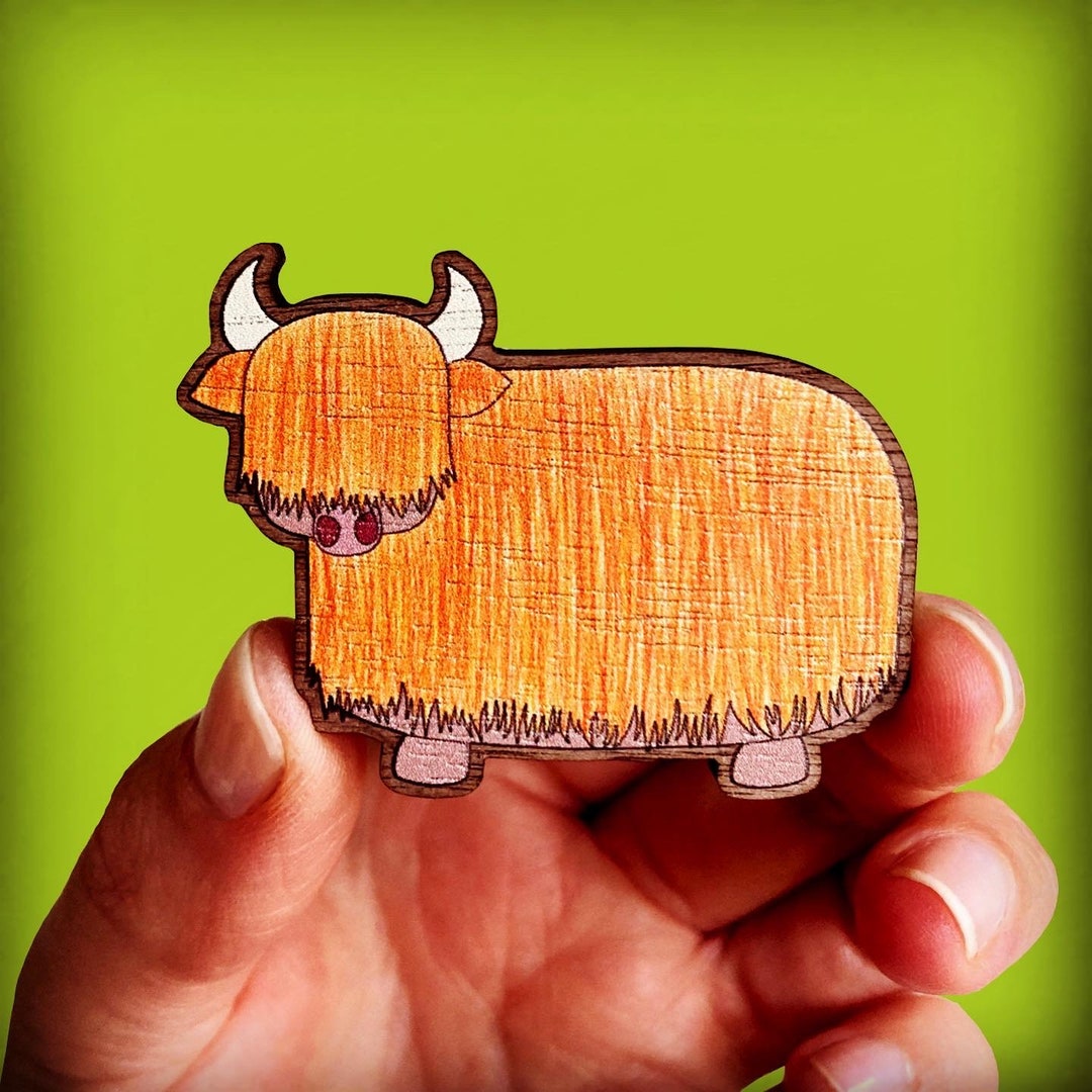Ginger Highland Coo Wooden Badge - Etsy
