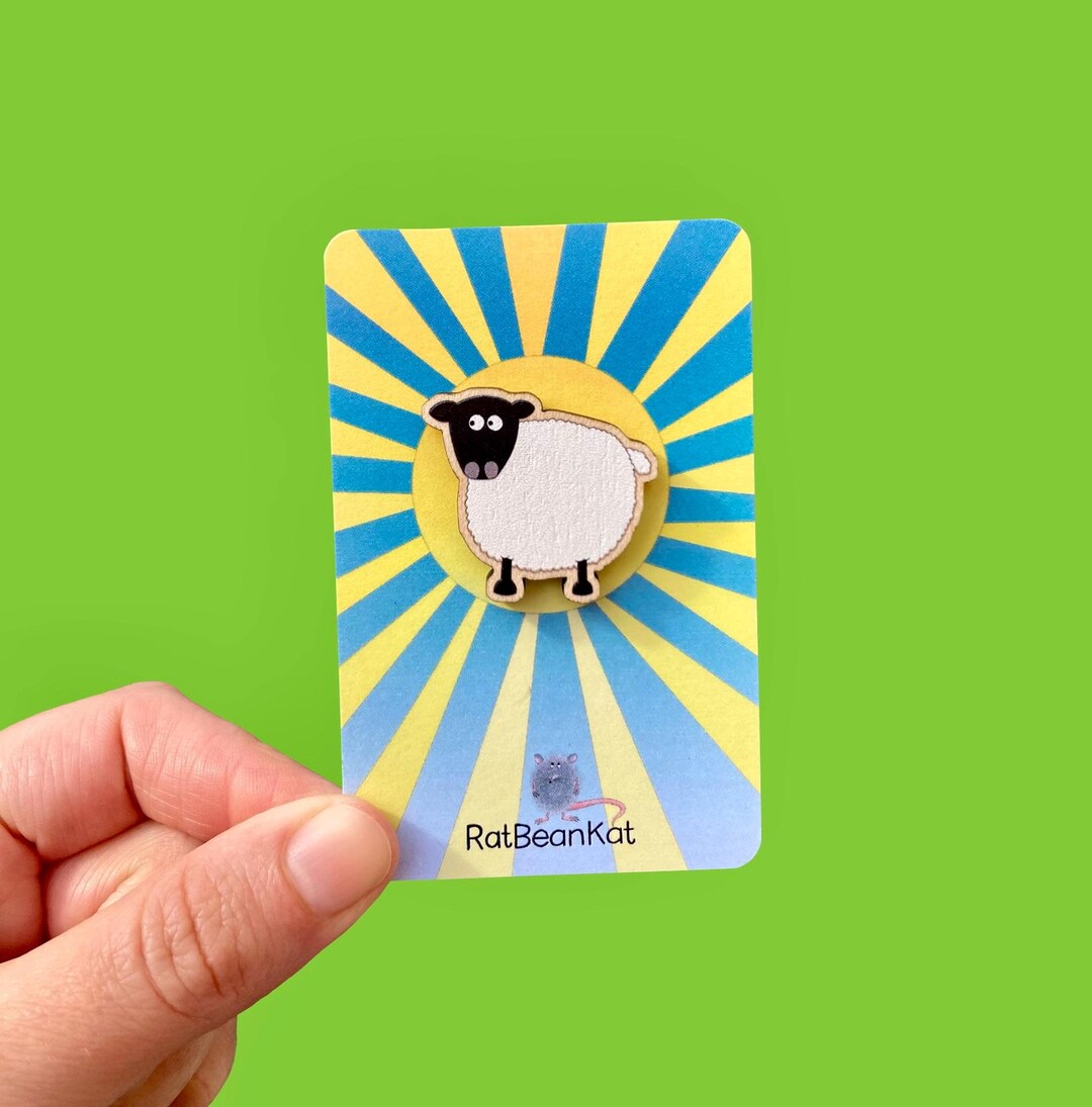 Little Wooden Sheep Pin Badge - Etsy