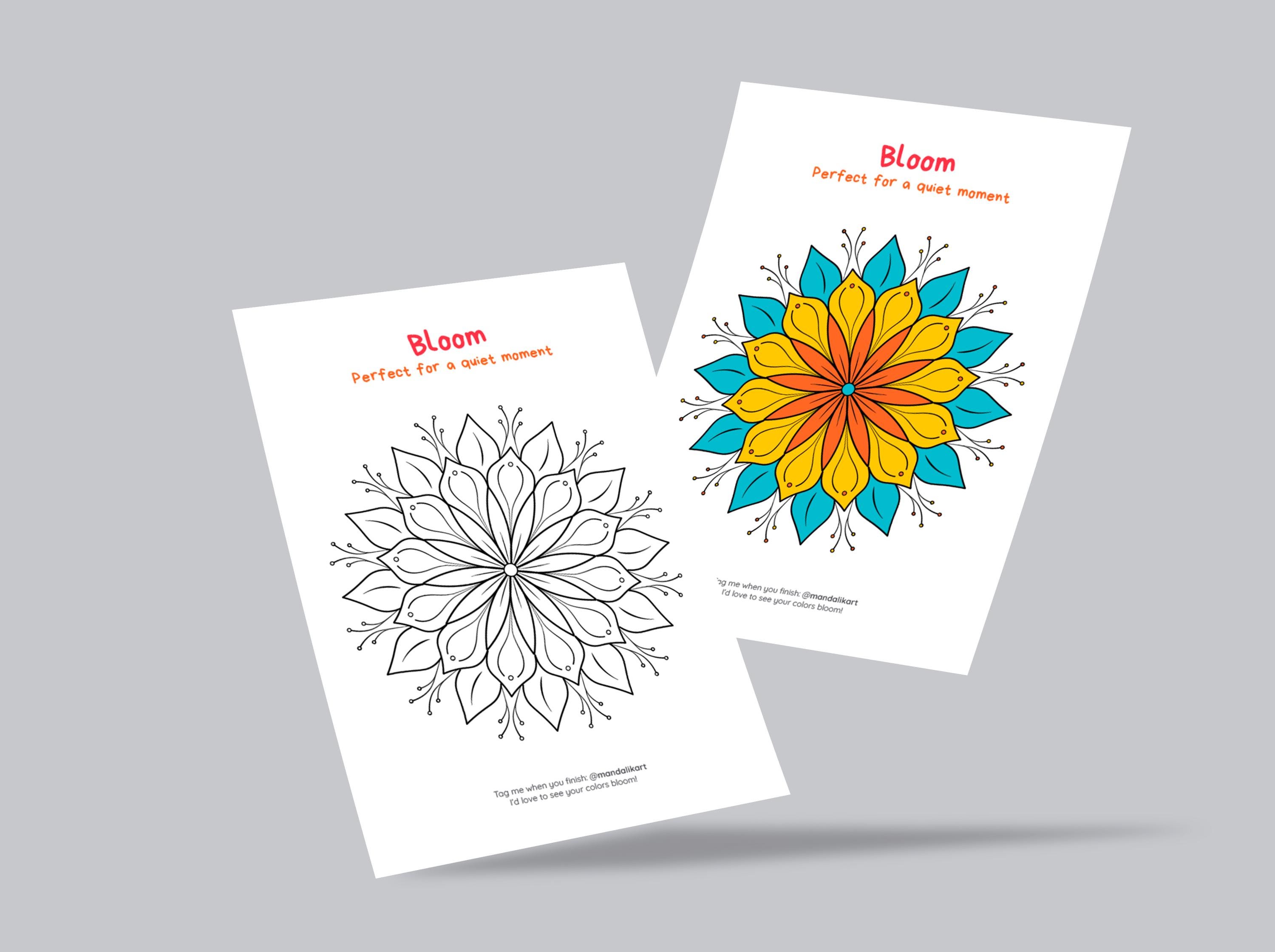 Floral Mandala Coloring Page Printable PDF for Adults – Bloom | Stress ...