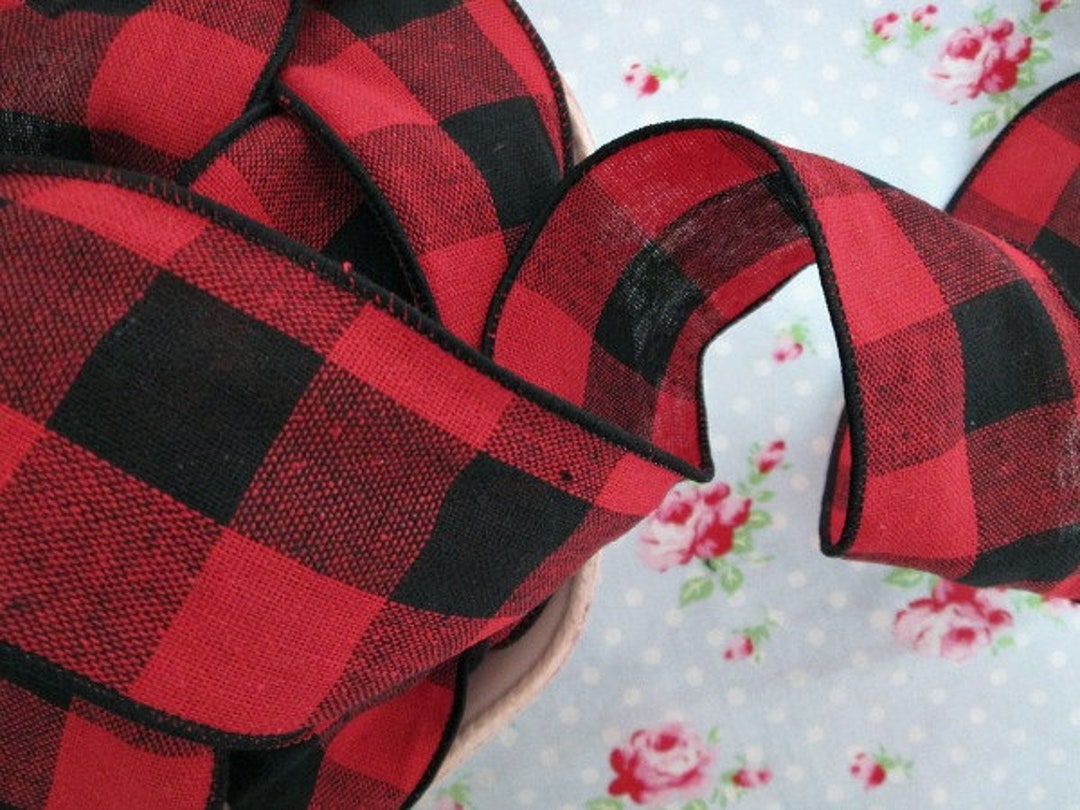 Buffalo Check Wired Ribbon - Red and Black - 2 1/2 Inch - 1 Yard - Etsy