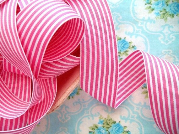 Striped Grosgrain Ribbon Pink and White 1 1/2 inch 1 | Etsy