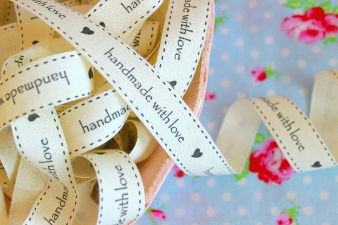 Handmade With Love Ivory Canvas Ribbon - 3/4 Inch - 1 Yard - Etsy