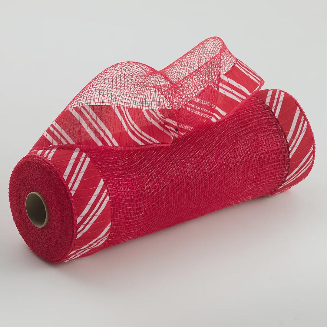 10" Ruffle Fabric Edge Mesh: Candy Cane on Red - Etsy