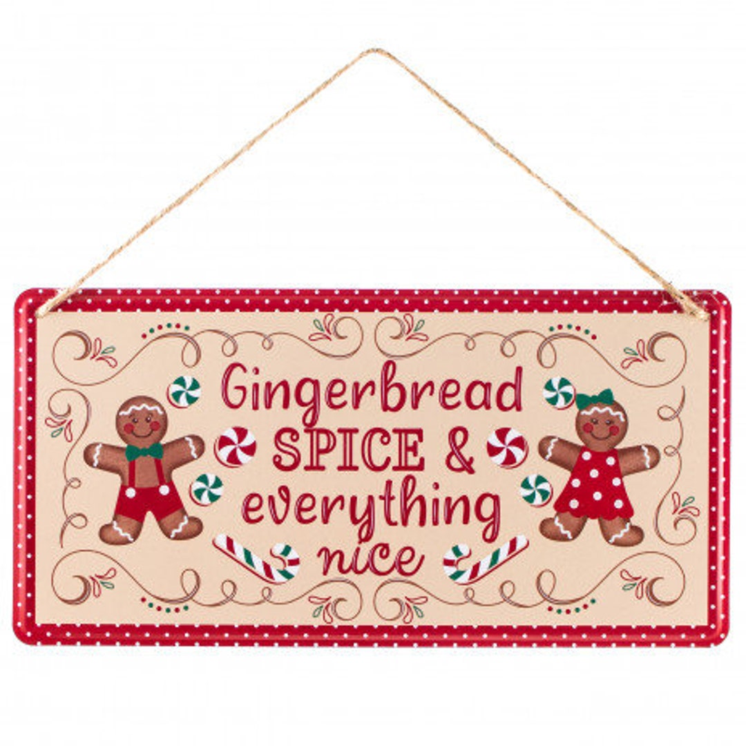 12" Embossed Metal Sign: Gingerbread Spice Nice - Etsy