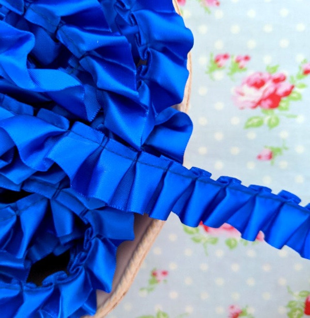 Ruffled Box Pleated Satin Ribbon/trim - Royal Blue - 7/8 Inch - 1 Yard ...