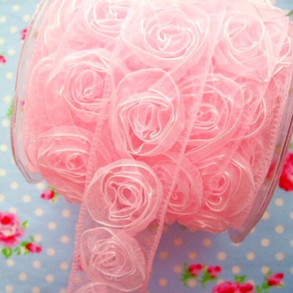 Pink Rosette Fabric - Etsy