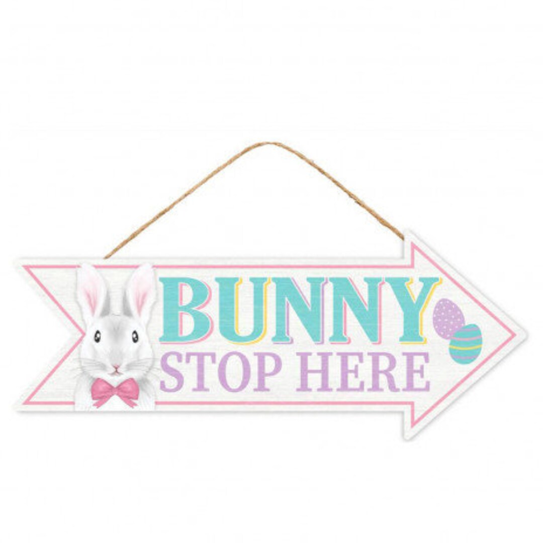 16" Bunny Stop Here Arrow Wooden Sign Wreath Decoration - Etsy