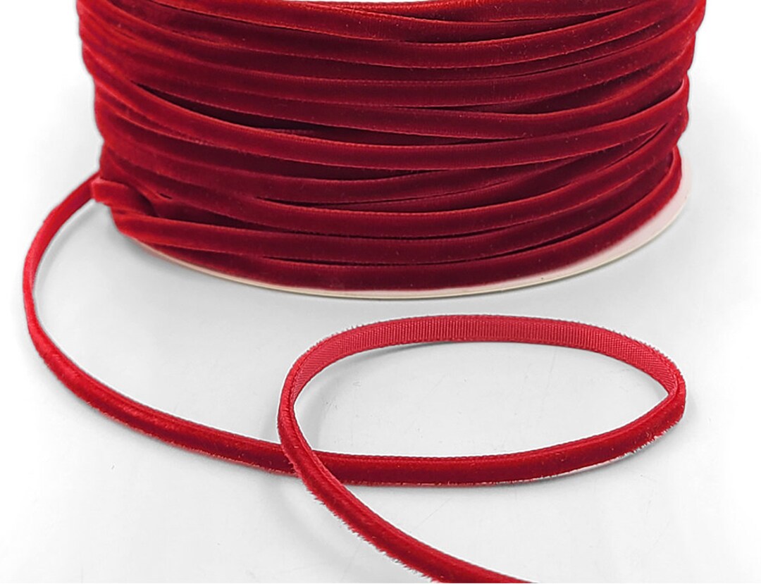 Deep Red Velvet String Ribbon - 1/8 Inch - 1 Yard - Etsy