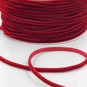 Deep Red Velvet String Ribbon - 1/8 Inch - 1 Yard - Etsy
