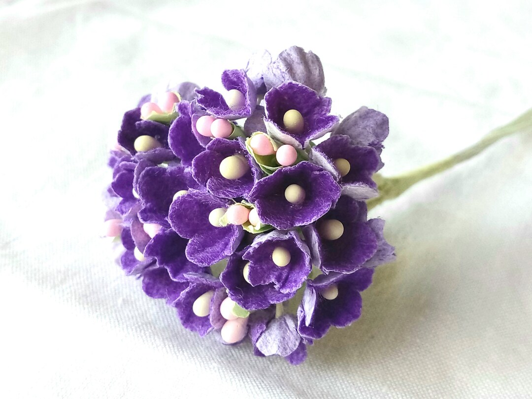 Forget Me Not Vintage Style Millinery Paper Flower Bouquet - Deep ...